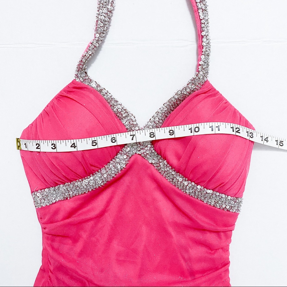 Y2k Hot Pink Glitter Formal Prom Dress Gown - Gem